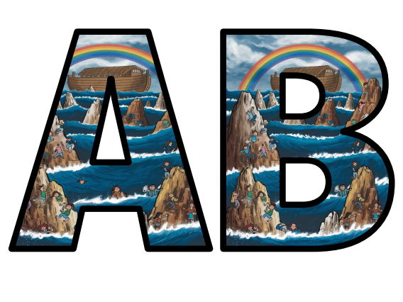 Bible Story Noah ark flood Lettering Set Display Title Letters Numbers ...