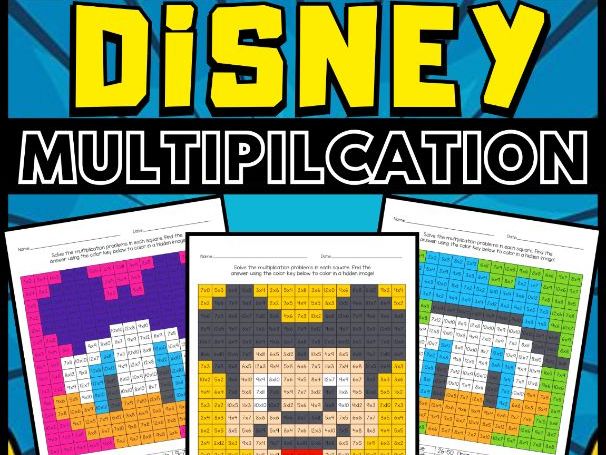 Disney Multiplication Coloring Worksheets I Mystery Pixel Art Math ...