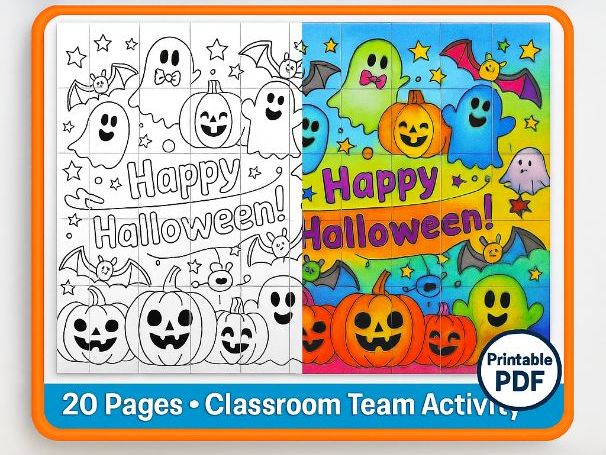 Back to School Collaborative Coloring Poster – Happy Halloween (20 ...