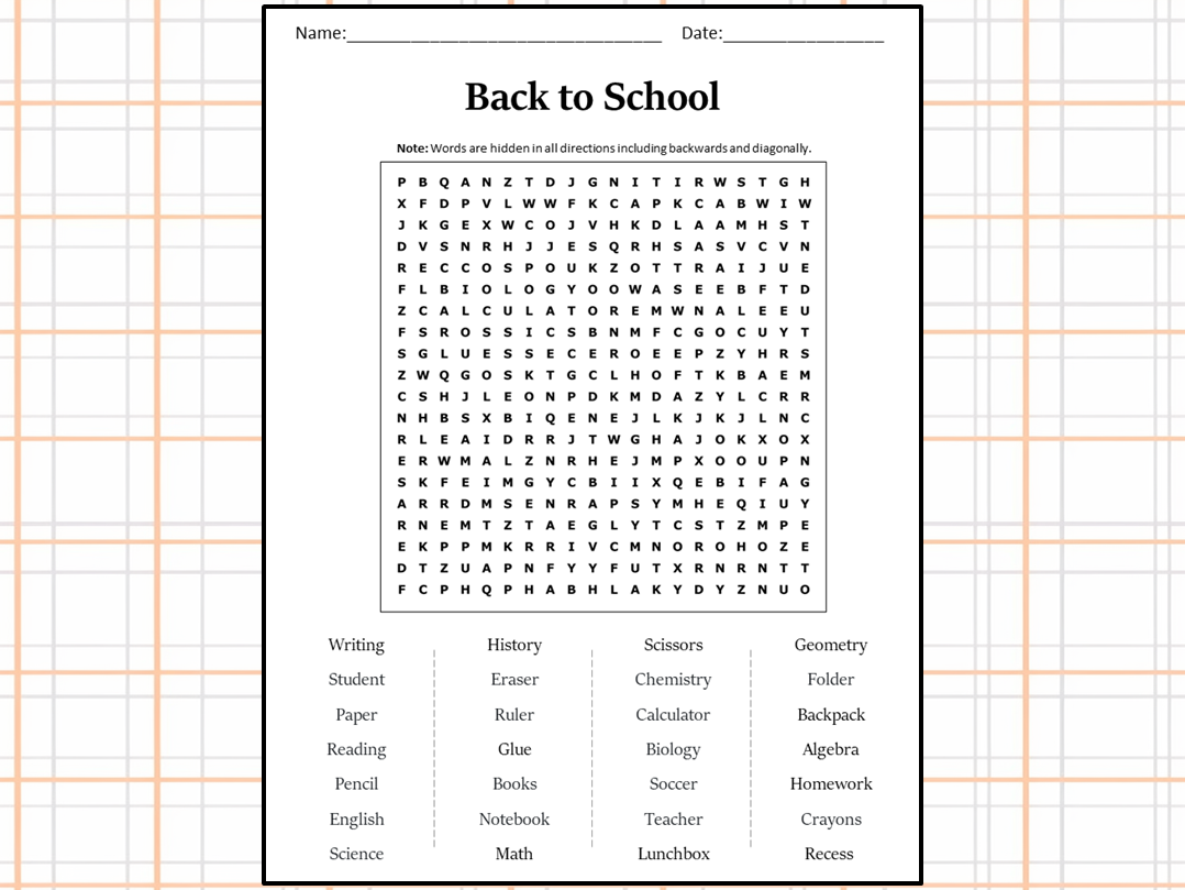 Back to School Word Search Puzzle Worksheet Activity | Teaching Resources