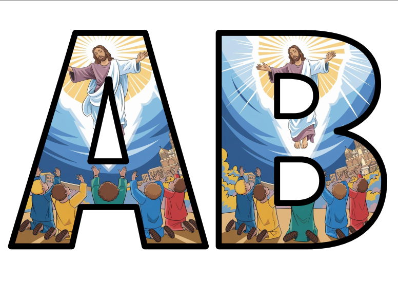 Bible Story Jesus Risen Lettering Set Display Title Letters Numbers ...