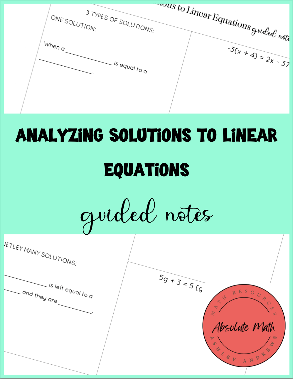 Analyzing Solutions to Linear Equations Guided Notes | Teaching Resources
