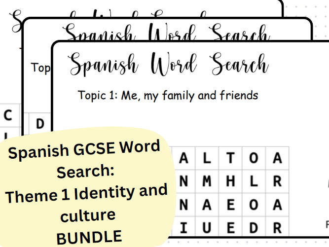 BUNDLE Spanish GCSE Word Search - Theme 1 Identity and Culture ...