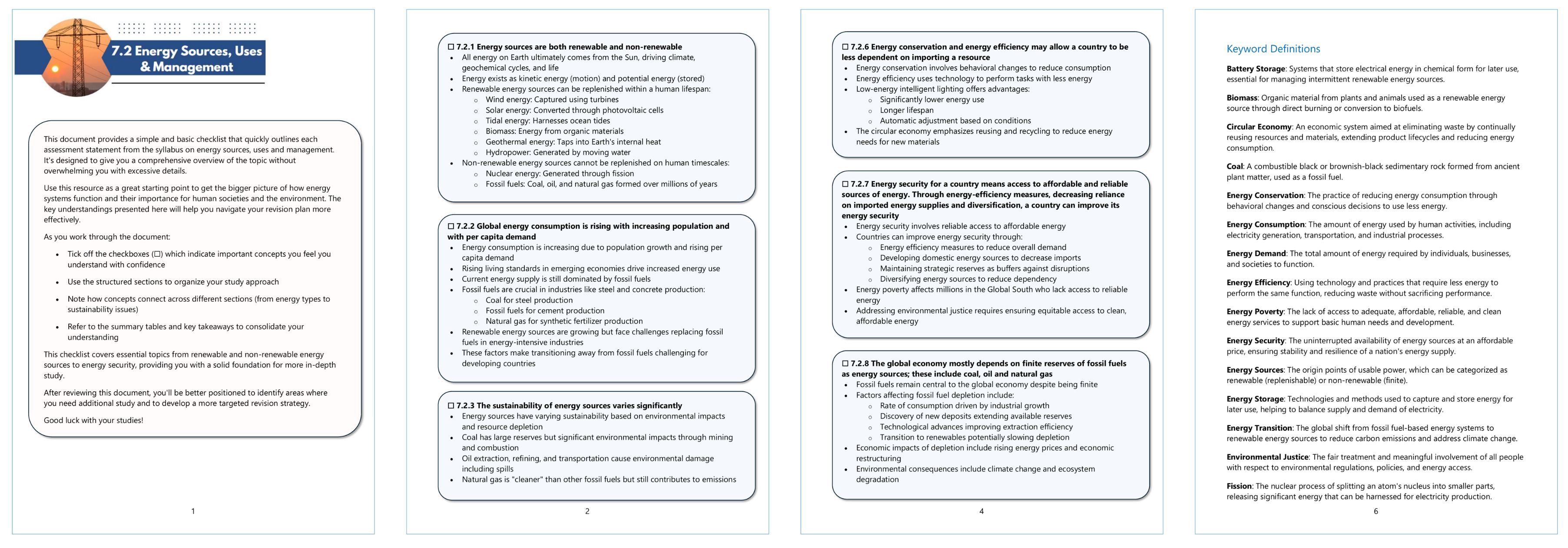 IB DP ESS 7.2: Energy Sources Condensed Revision Outline 2026 ...