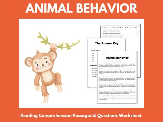 Animal Behavior: Reading Comprehension Passages & Questions Worksheets ...