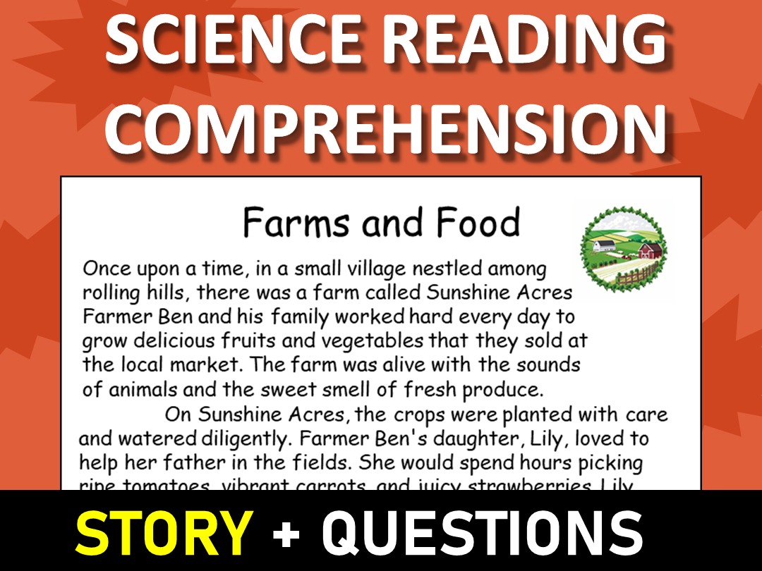 Farms and Food Reading Science Story Comprehension Questions Worksheet | Teaching Resources
