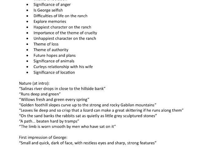 Of Mice and Men quotes - all characters | Teaching Resources
