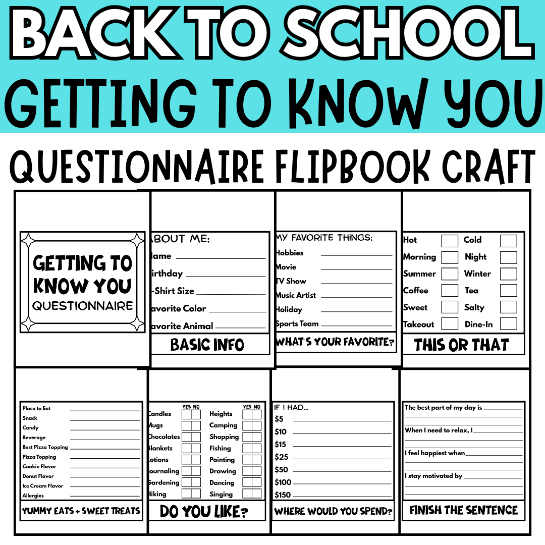 Back to School Getting to Know You Flip book Craft | All About Me ...