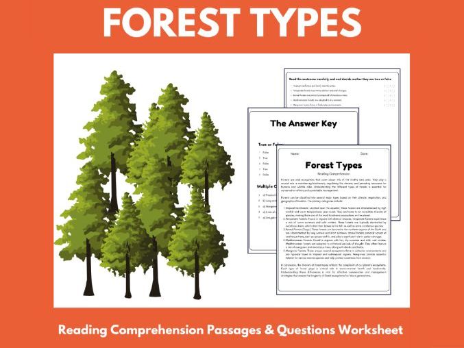Forest Types: Reading Comprehension Passages & Questions Worksheets ...