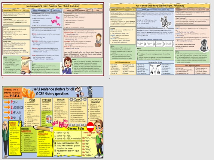 GCSE History Edexcel: How to answer exam question writing frames Paper ...