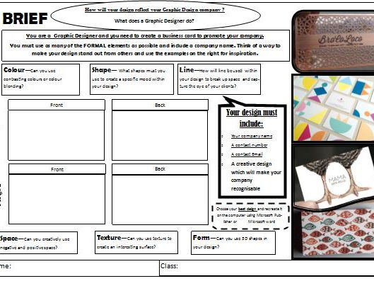 Business Card - Design Brief | Teaching Resources