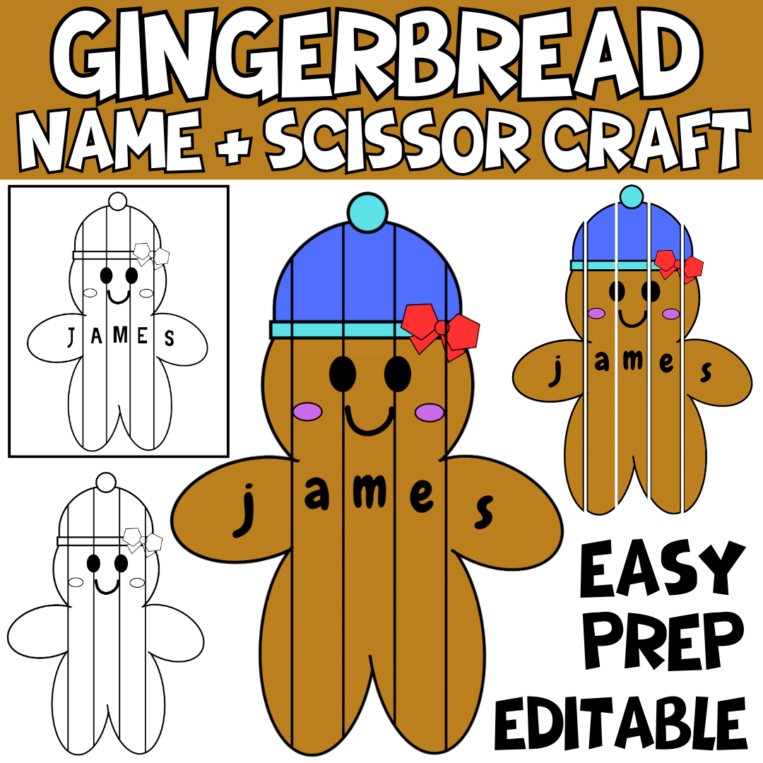 Gingerbread Name Craft Editable Christmas Name Puzzle Winter Bulletin ...