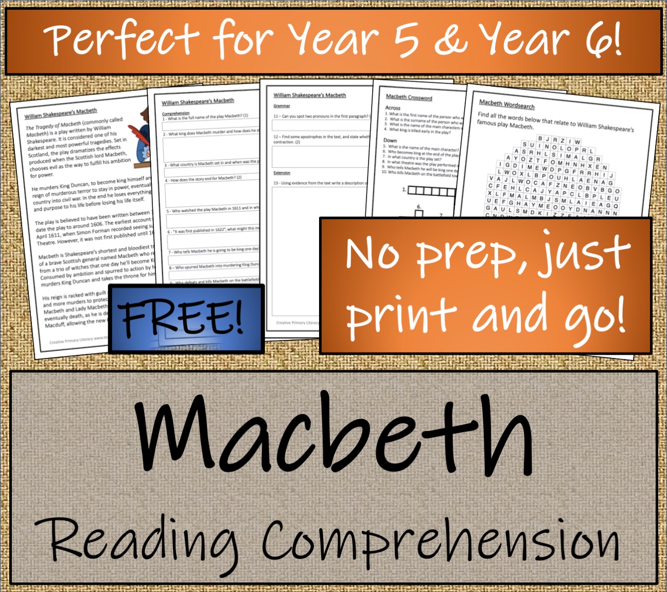 UKS2 Macbeth Reading Comprehension Activity | Teaching Resources