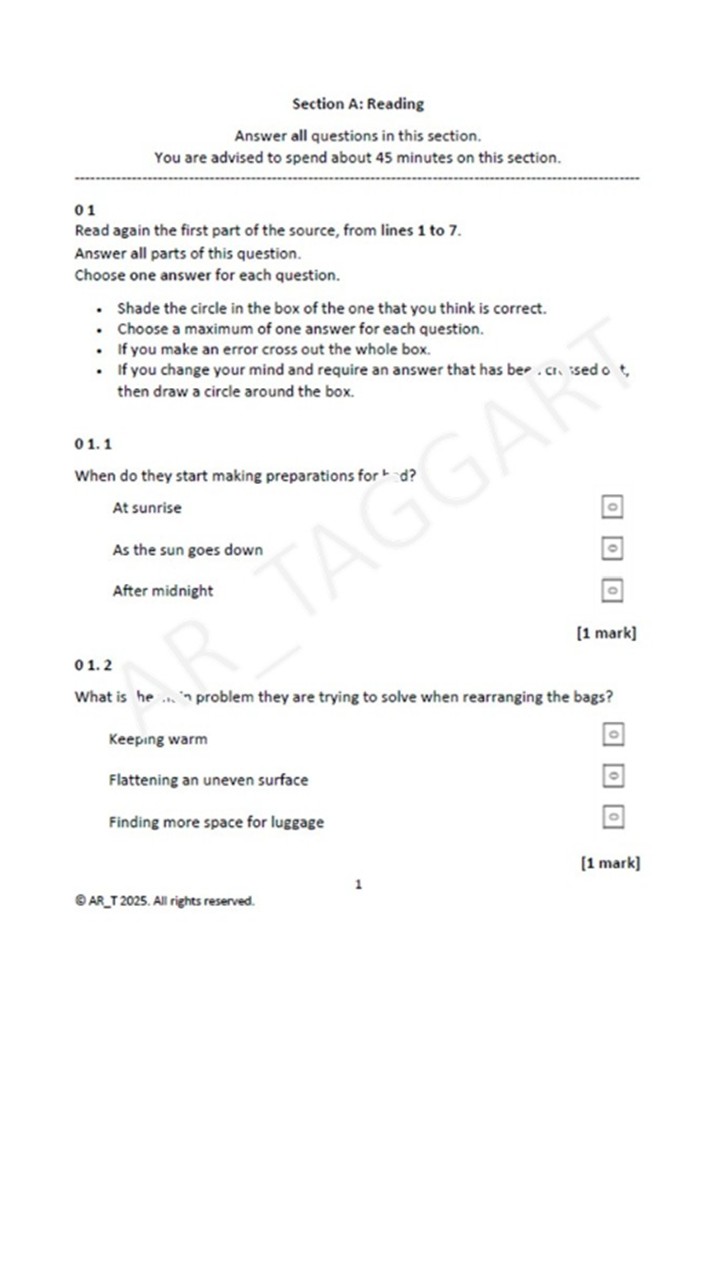One AQA 2026 GCSE English Language Paper 1 | Models - (Twa) | Teaching ...