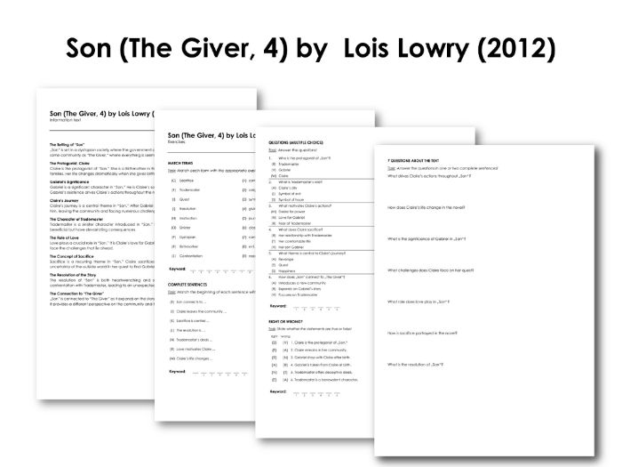 Son (The Giver, 4) by Lois Lowry (2012) | Teaching Resources