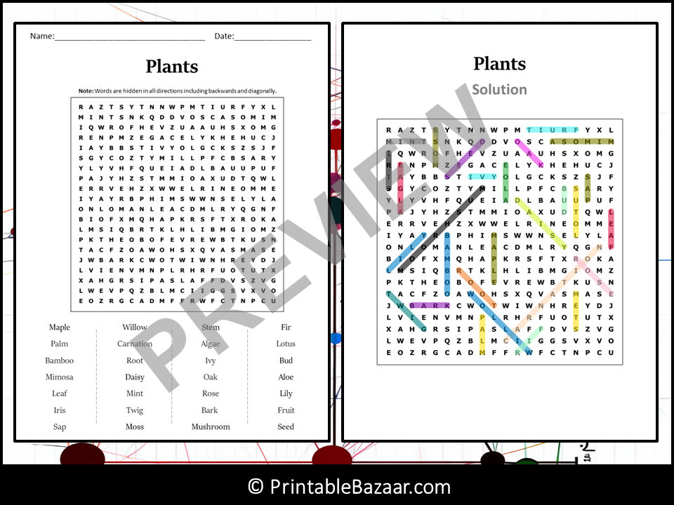 Plants Word Search Puzzle Worksheet Activity | Teaching Resources