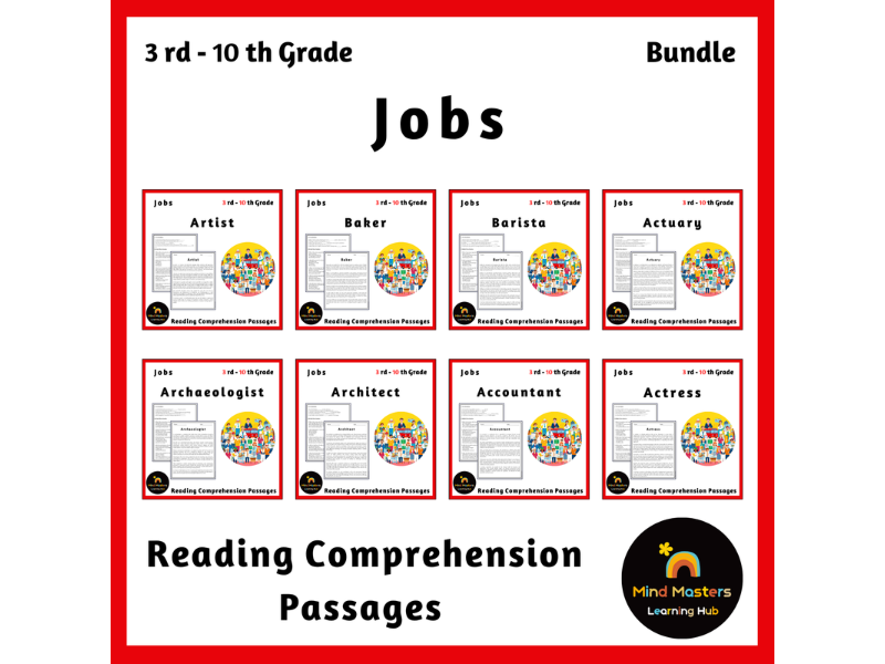 Jobs Reading Comprehension Passages & Questions Worksheets Bundle#1 ...