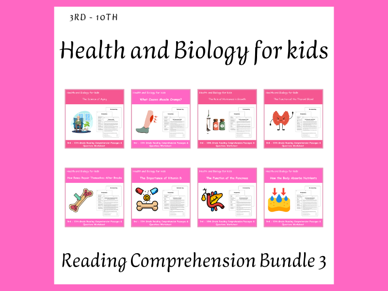 Health and Biology for Kids Reading Comprehension Passages & Questions ...