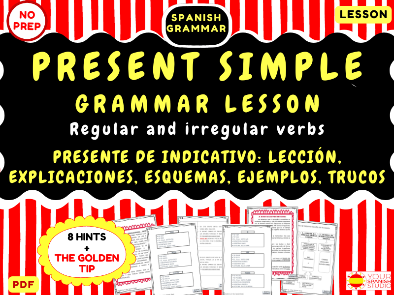 Spanish Present tense indicative Grammar unit lesson All verbs Print No ...