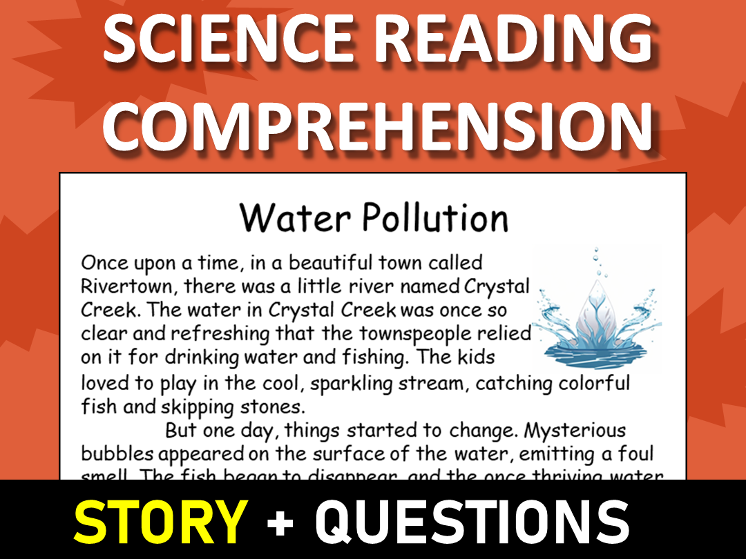 Water Pollution Reading Science Story Comprehension Questions Worksheet | Teaching Resources