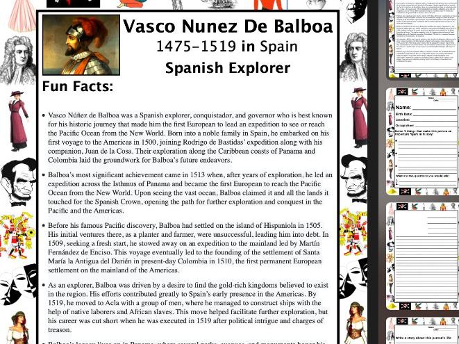 Vasco Nunez De Balboa PACKET & ACTIVITIES, Important Historical Figures ...