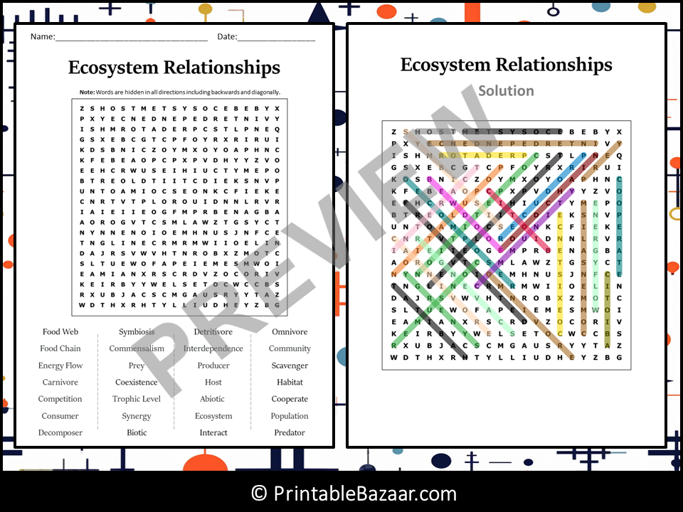 Ecological Relationships Worksheets Pdf
