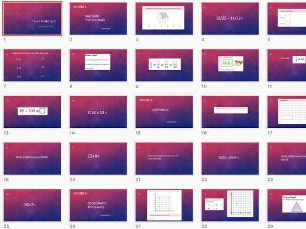 Year 4 Maths Quiz Teaching Resources
