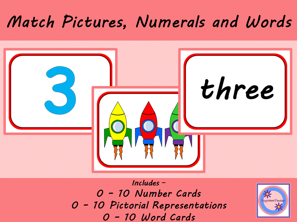Match Numerals Pictures And Words Teaching Resources