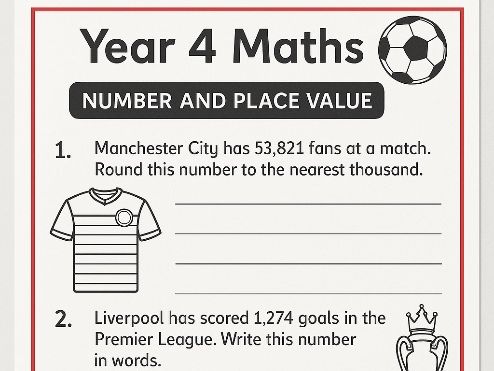 Year 4 (p5) Football Word Problems Number | Teaching Resources
