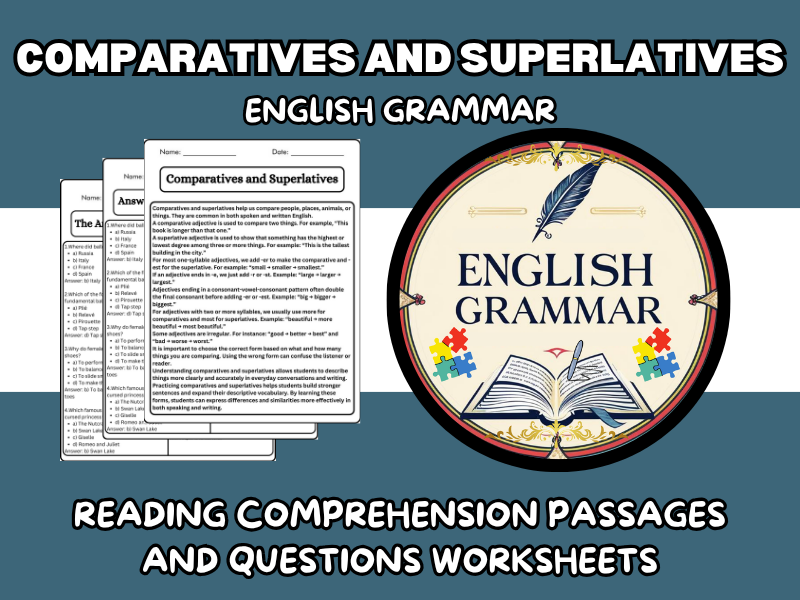 Comparatives and Superlatives - English Grammar Reading Comprehension ...