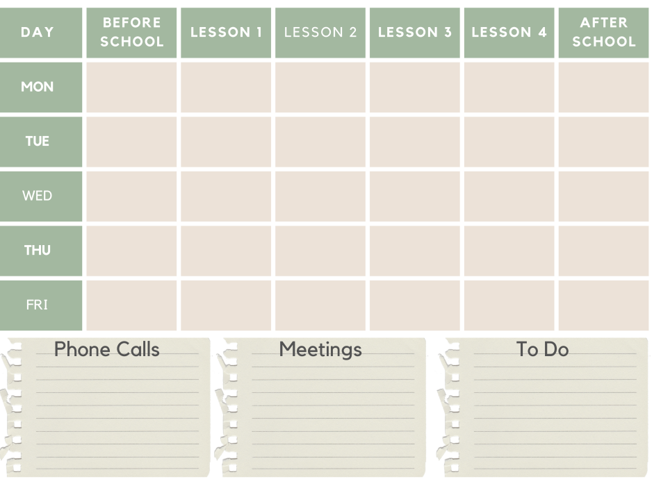 A3 Teachers Desk Planner Printable | Teaching Resources