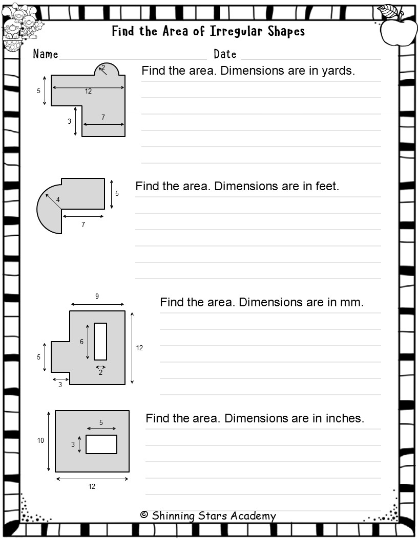 Find the Area of Irregular Shapes (Yards, Meters, Feet, Inches, cm & mm ...