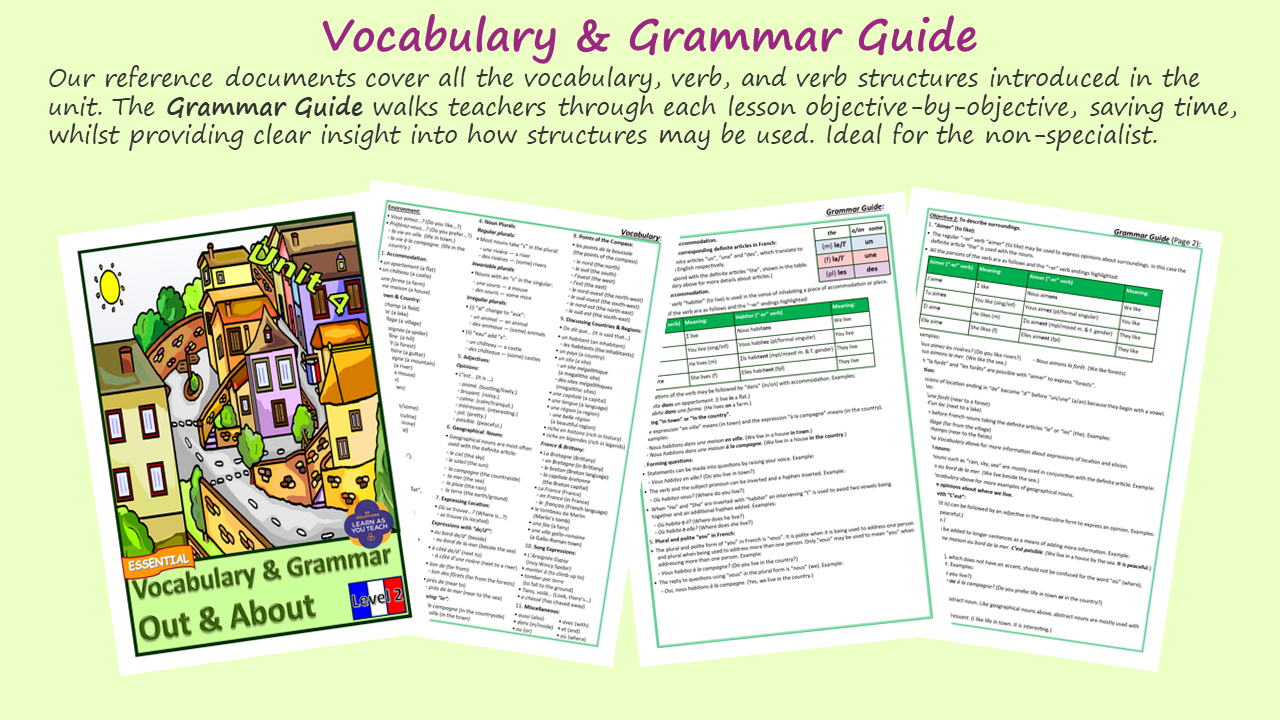 KS2 FRENCH: YEAR 4 WORKBOOK - OUT & ABOUT | Teaching Resources