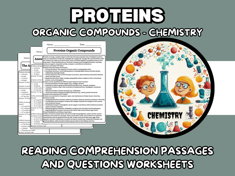 Proteins - Organic Compounds - Chemistry Reading Comprehension Passages ...