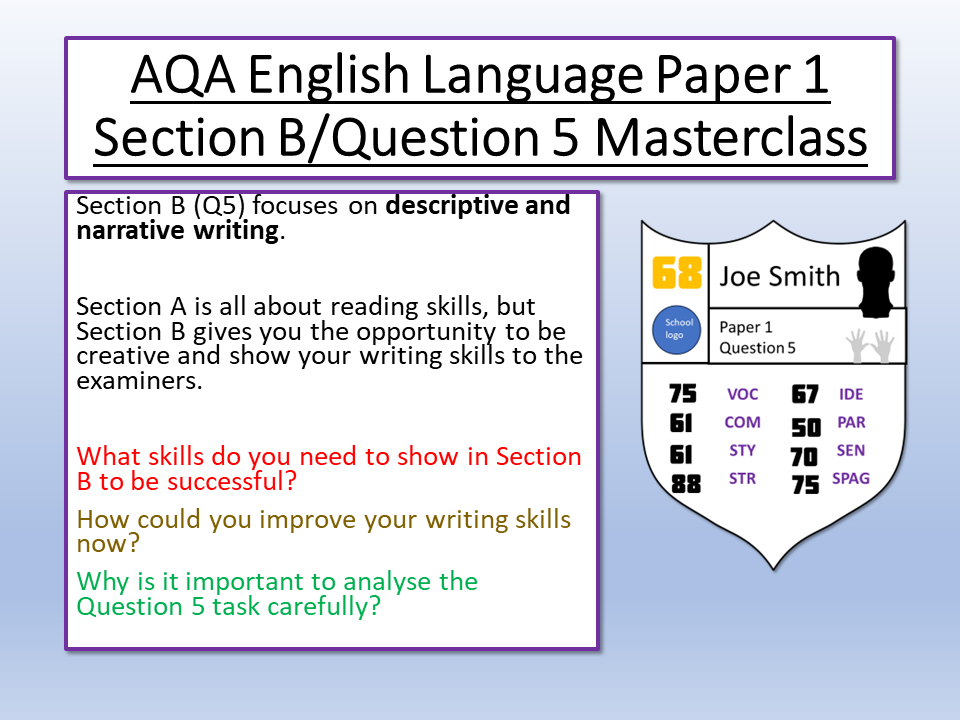 AQA English Language Paper 1 Question 5 Revision Teaching Resources