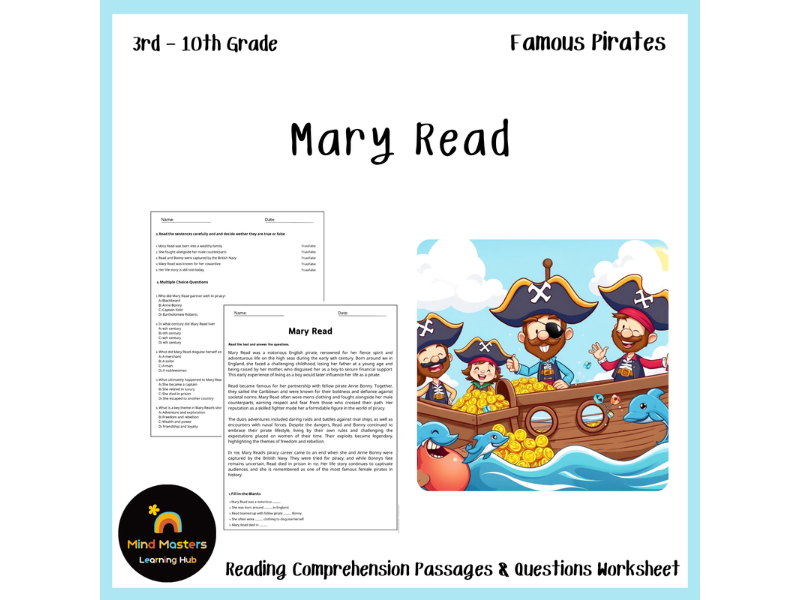 Famous Pirates Reading Comprehension Passages & Questions Worksheets ...
