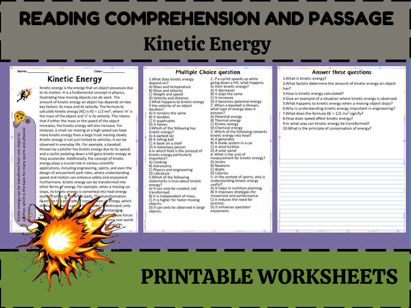 Explore Kinetic Energy: Engaging Reading Passage and Thought-Provoking ...