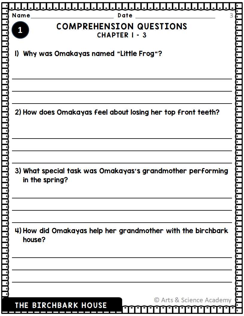 THE BIRCHBARK HOUSE Novel Study Comprehension, Critical Thinking, Vocab ...