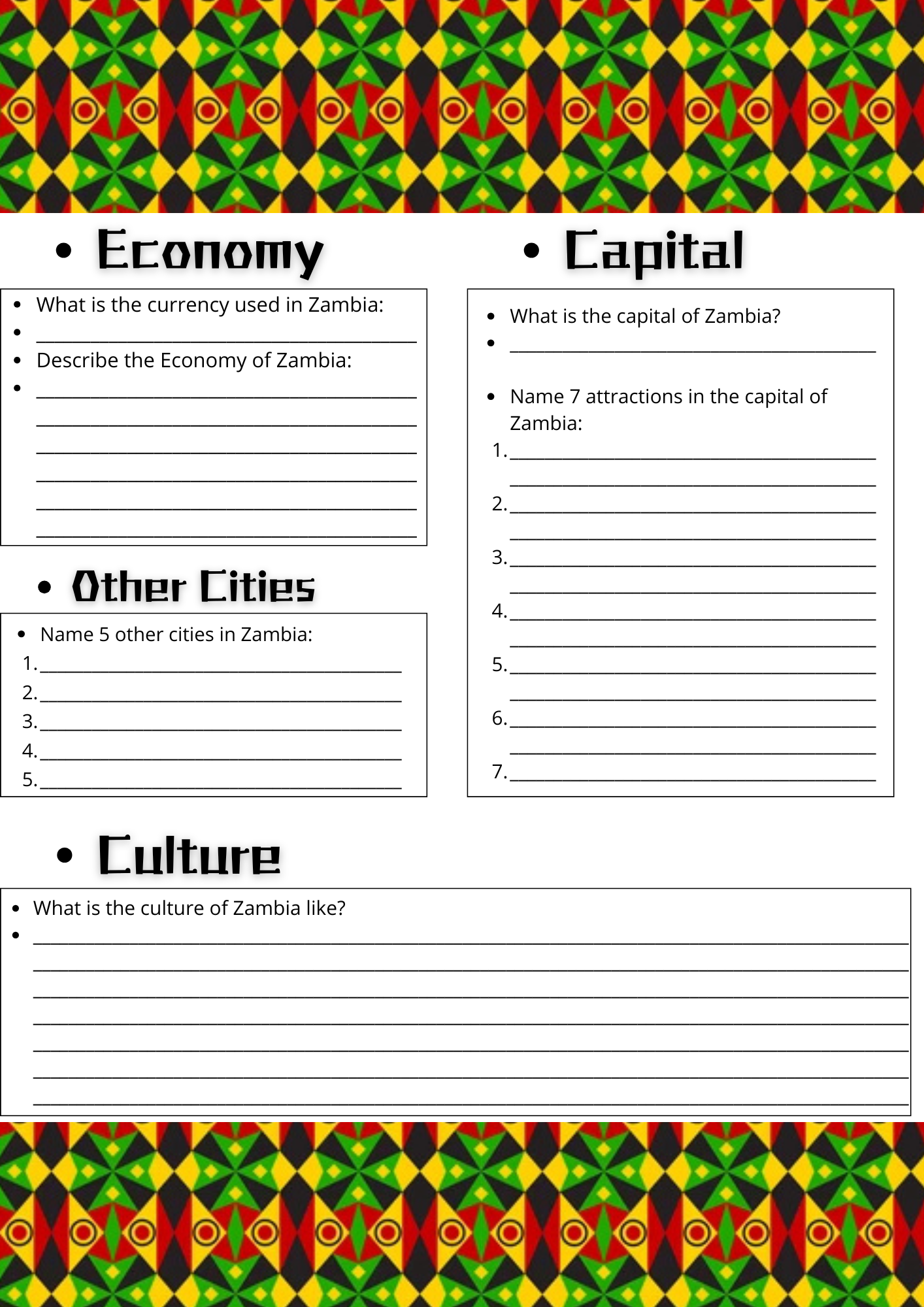 Country Study Research Project . Zambia - Social Studies Report ...