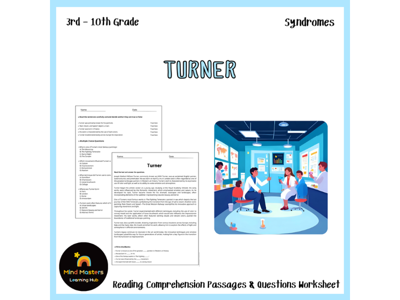 Turner Syndrome Reading Comprehension Passages & Questions Worksheets ...