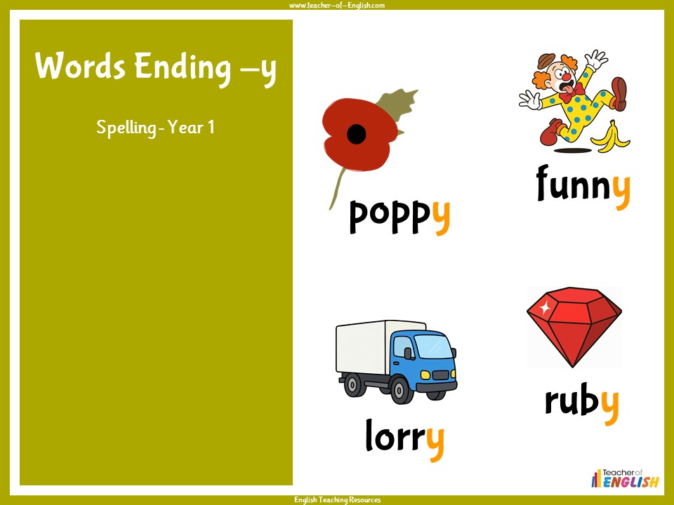 Words Ending -y - Year 1 Spelling | Teaching Resources