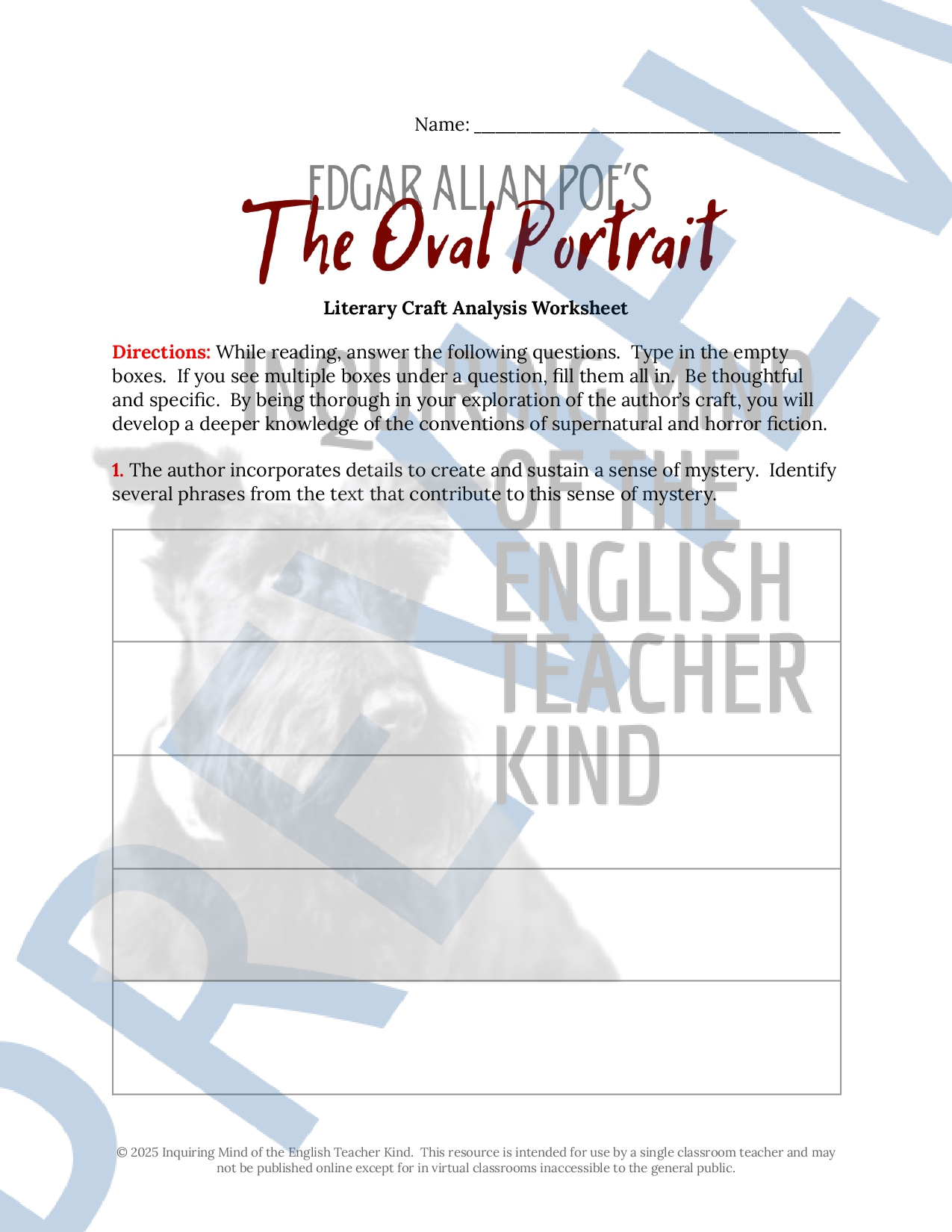 “The Oval Portrait” by Edgar Allan Poe Literary Craft Analysis ...