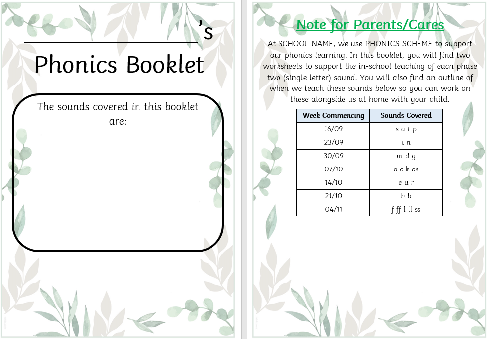 Phonics Booklet Cover - Phase 2 | Teaching Resources