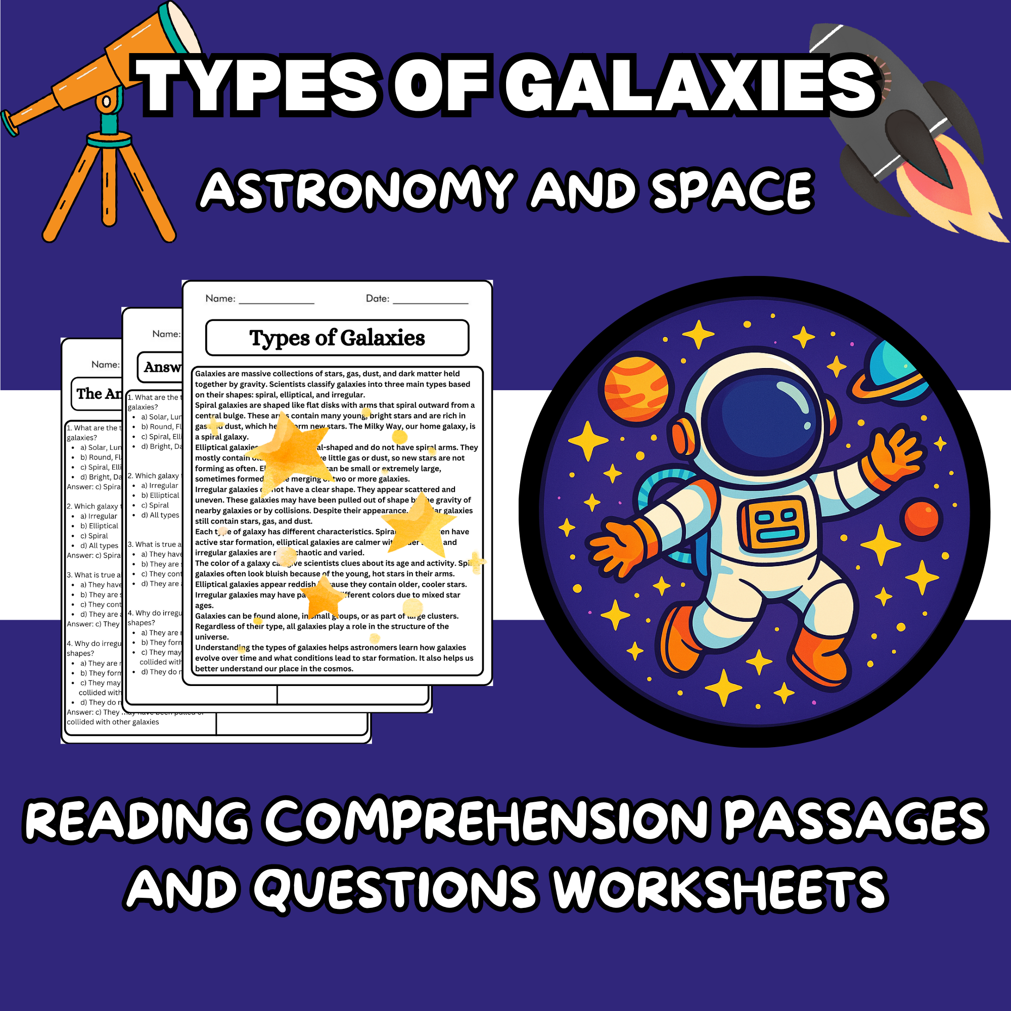 Types Of Galaxies Worksheet Types Of Galaxies Interactive
