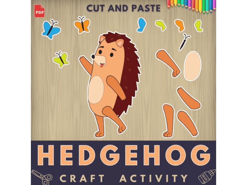 Hedgehog Craft Activity Printable | Color, Cut and Paste Forest Animal ...