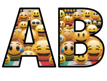 Emoji Faces Greetings Smileys Lettering Set Display Title Letters ...