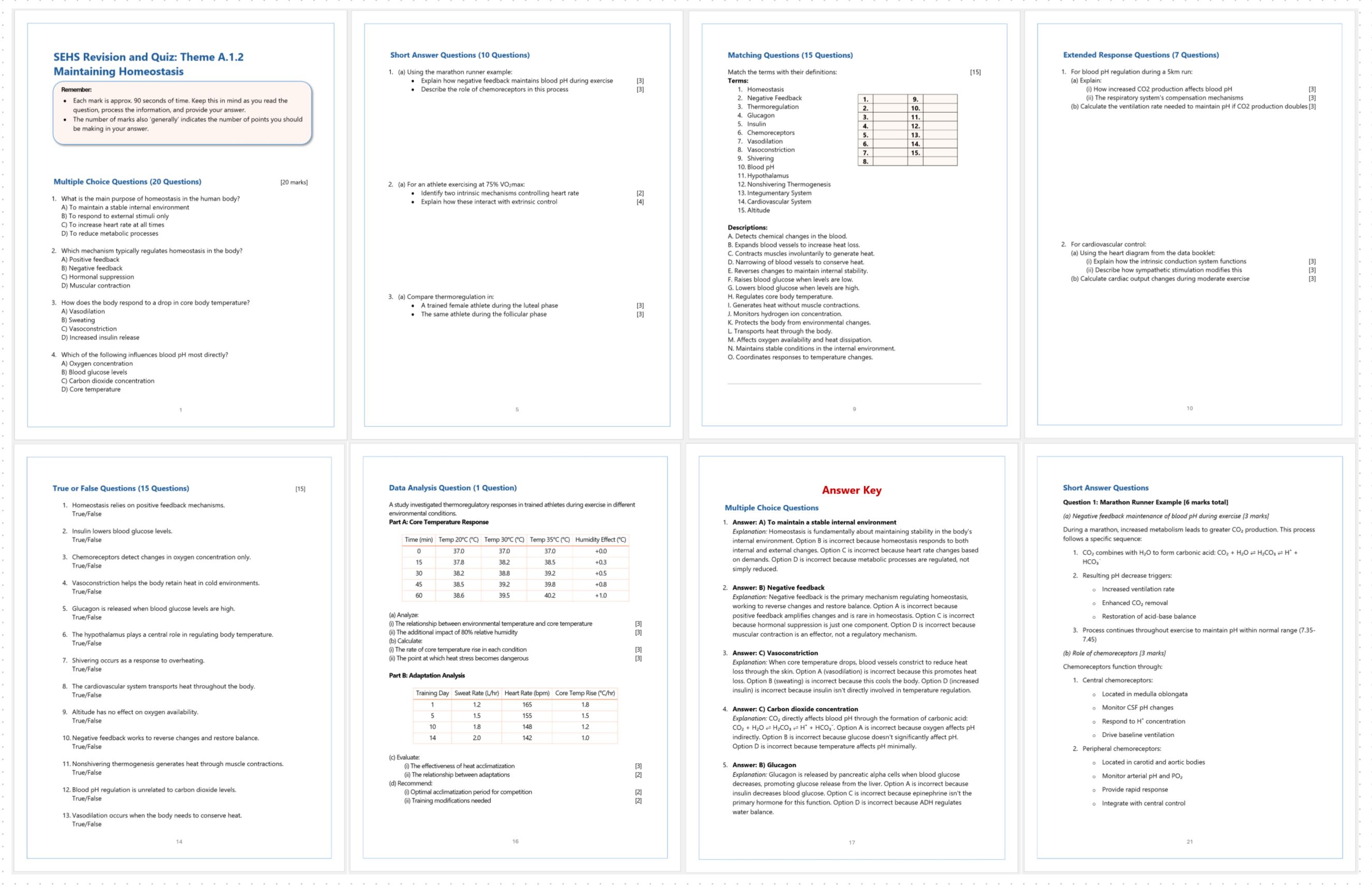 IB DP Sports, Exercise & Health Science (SEHS): A.1.2 – Quiz & Revision ...