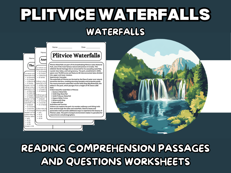 Plitvice Waterfalls - Waterfalls Reading Comprehension Passages and ...