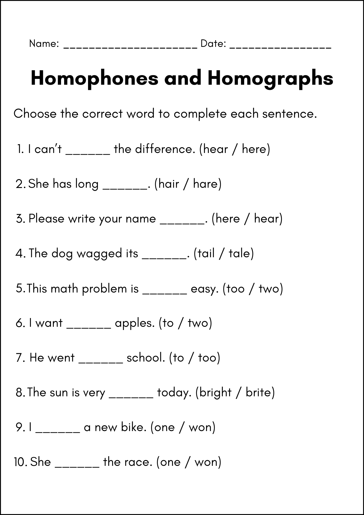 Homophones and Homographs Worksheets - Grammar Activities | Teaching ...