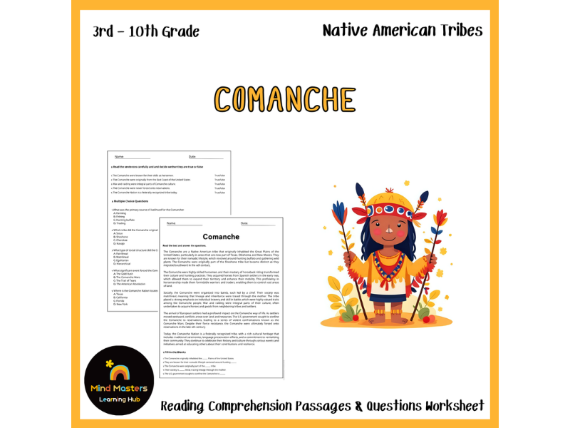 Comanche Reading Comprehension Passages & Questions Worksheets ...